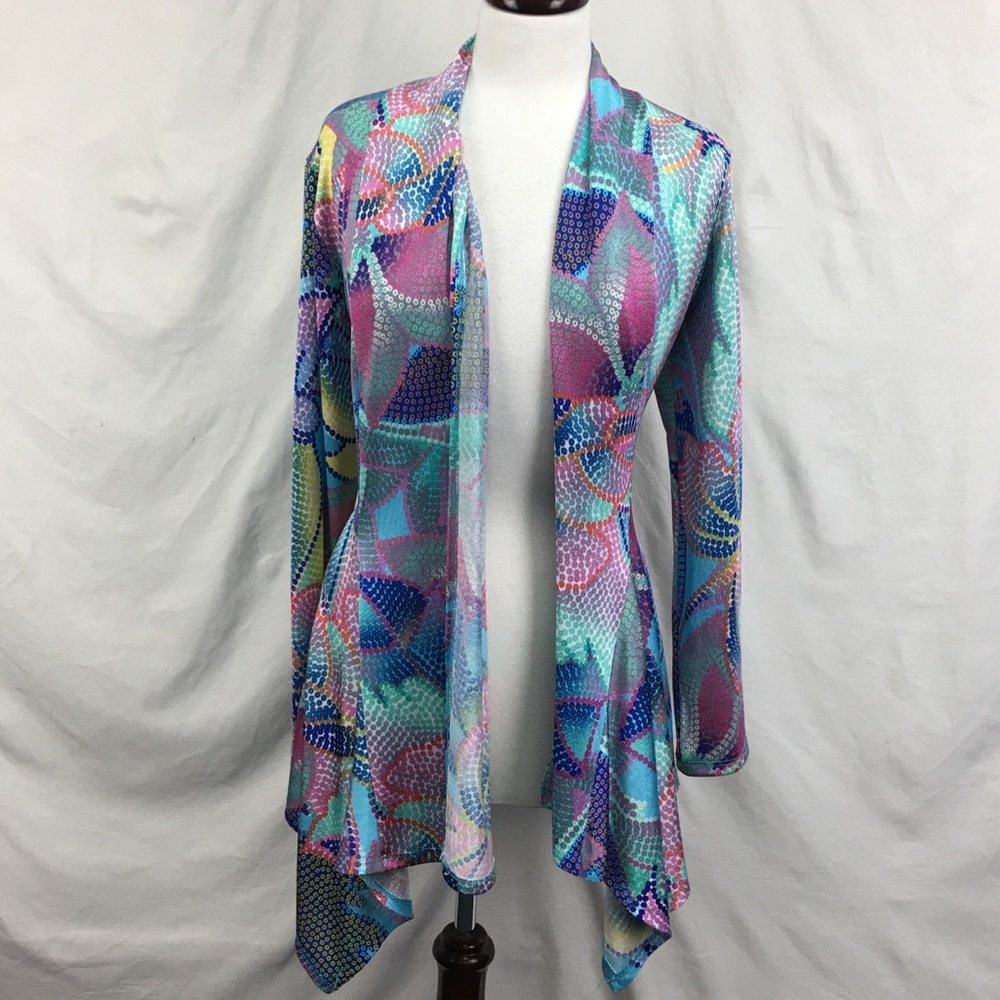 Clara Sun Woo Colorful Open Waterfall Cardigan - Gem